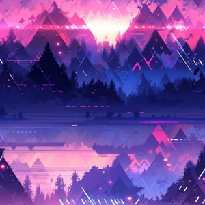 Synth Wave Pixel Art Seamless Patterns Bundle, High-resolution 400 DPI ...