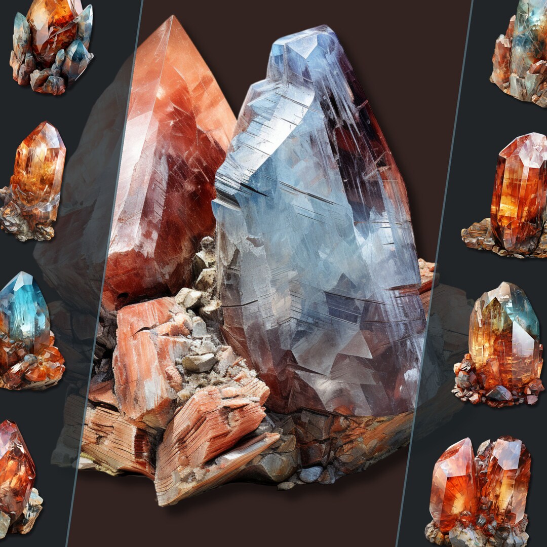 Feldspar Gemstone Clipart Bundle, PNG, Ideal for Digital Art, Junk ...