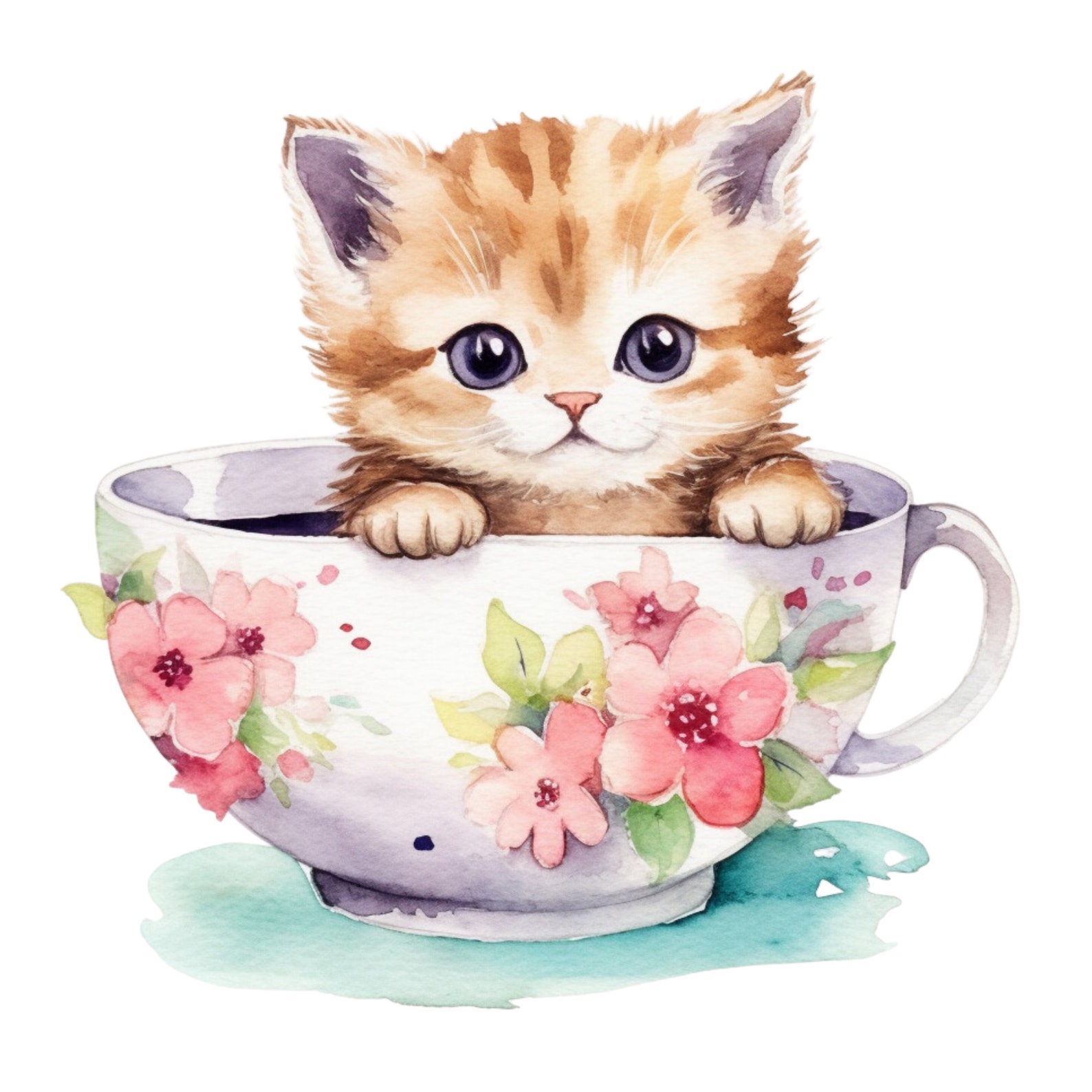 Cat Clipart Charming Kitties in Tea Cups Purrfect Sips - Etsy