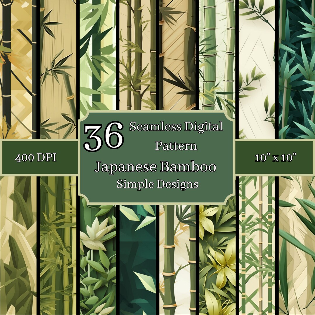 Japanese Bamboo Simple Seamless Patterns Bundle, High-resolution 400 ...