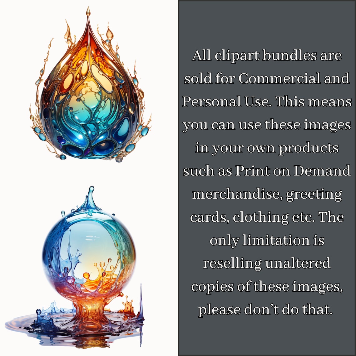 Magical Water Droplet Clipart Bundle PNG for Digital Art - Etsy