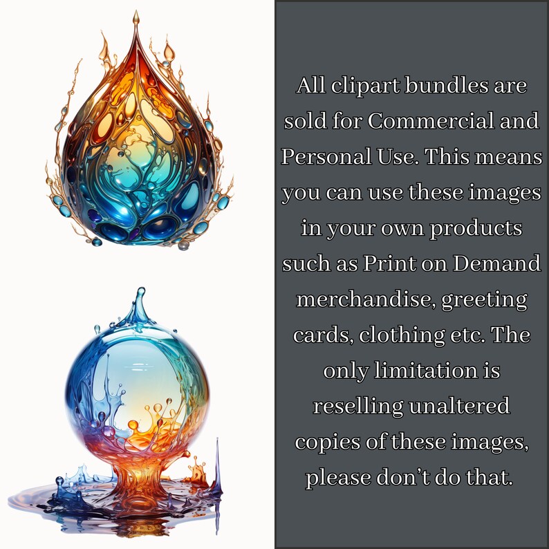 Magical Water Droplet Clipart Bundle PNG for Digital Art - Etsy