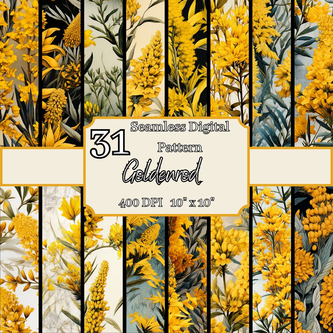 Goldenrod Drypoint Seamless Patterns Bundle, Nature-inspired 400 DPI ...