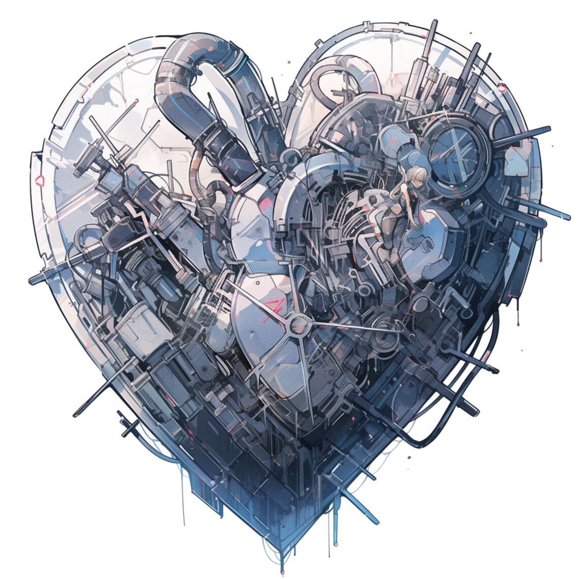 Cyberpunk Heart Clipart Bundle, PNG, Ideal for Digital Art, Junk ...