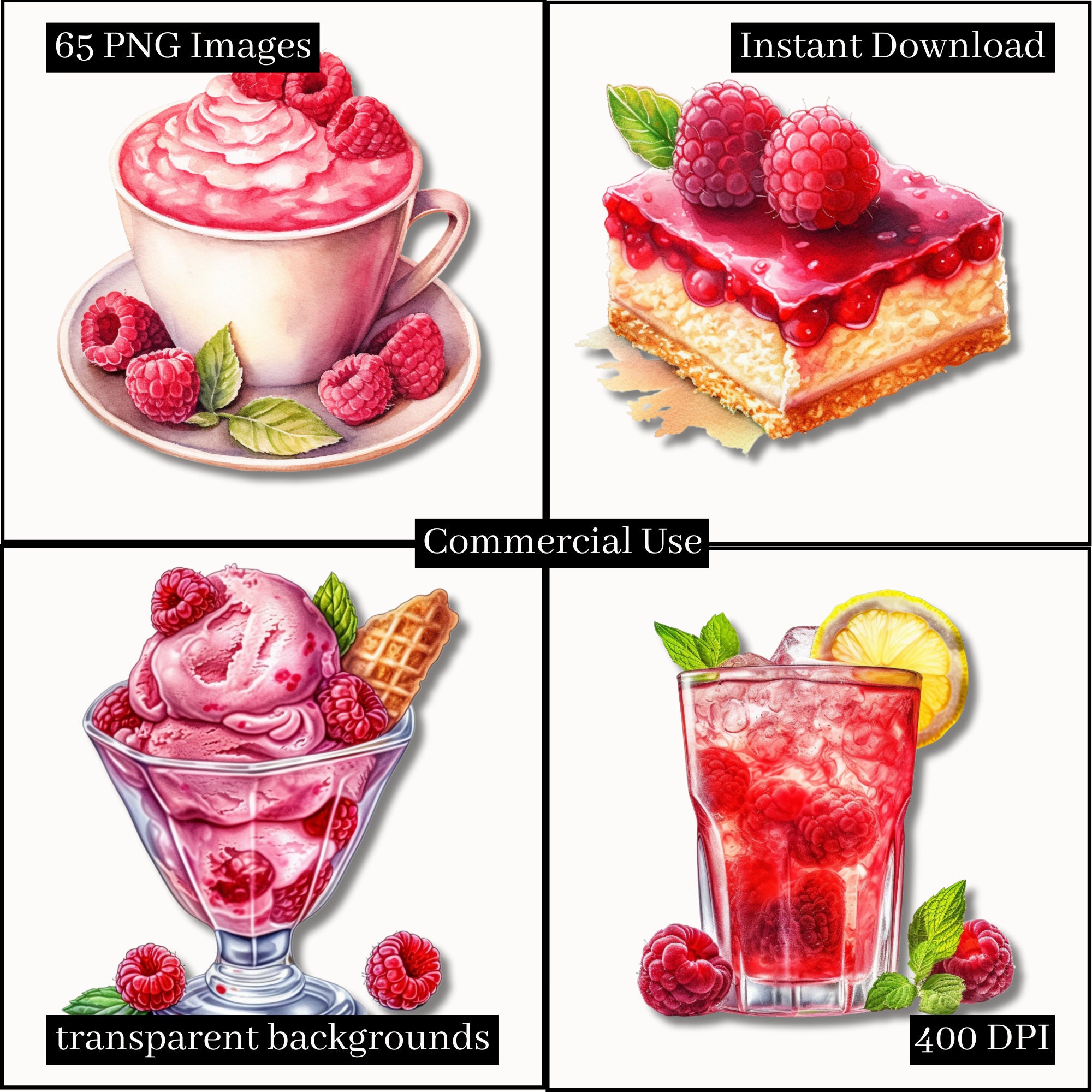 Raspberry Themed Clipart PNG Raspberry Clipart Instant - Etsy