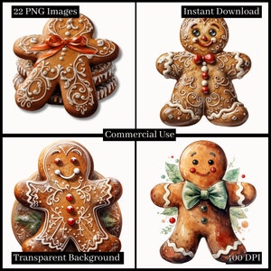 Christmas Gingerbread Man Clipart Bundle PNG Files, for Personal and ...