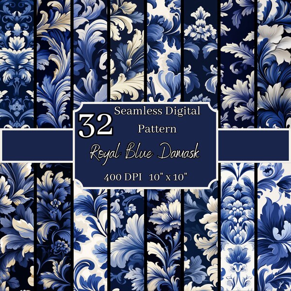 Royal Blue Damask - Etsy