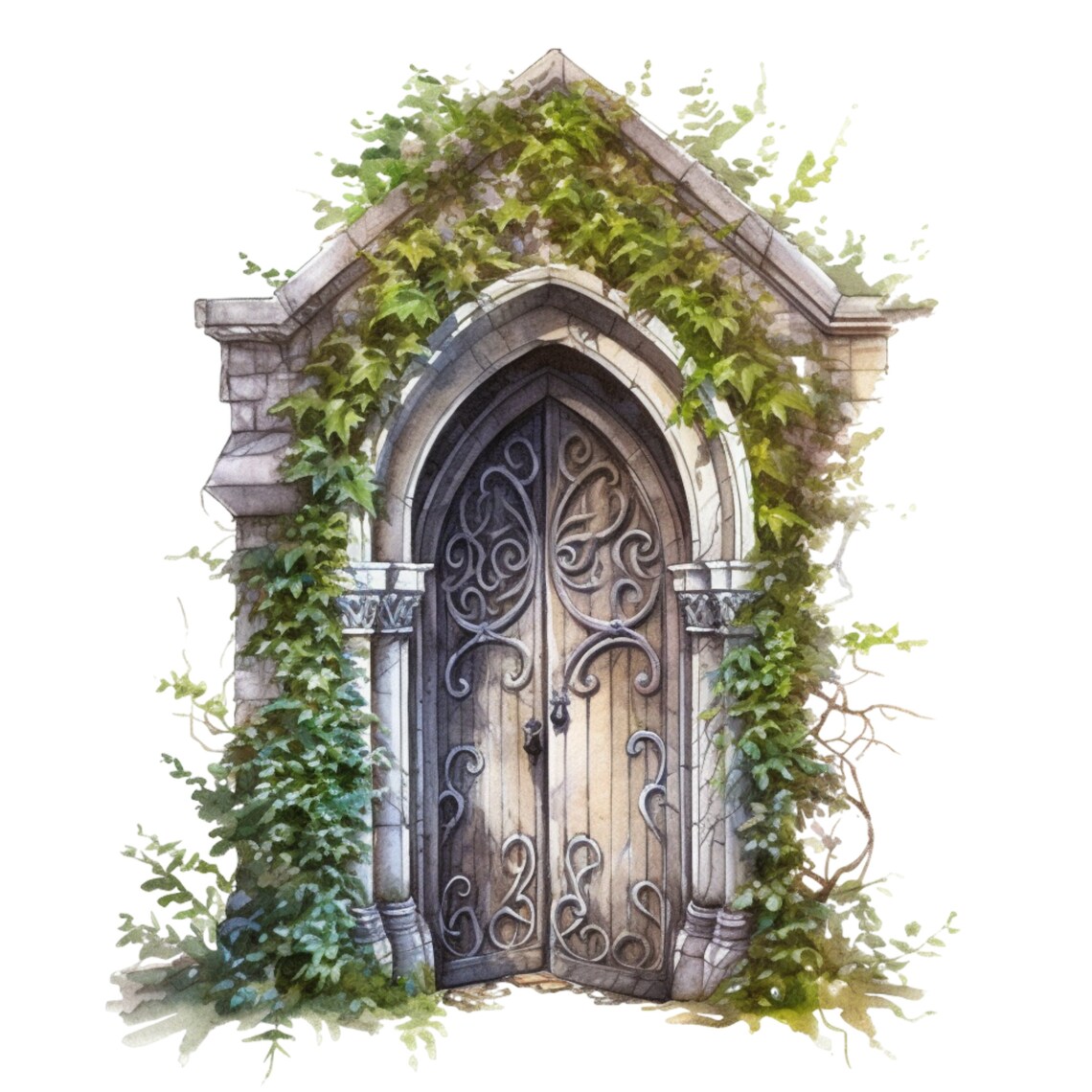 Overgrown Gothic Church Door Clipart Bundle PNG Digital Art - Etsy