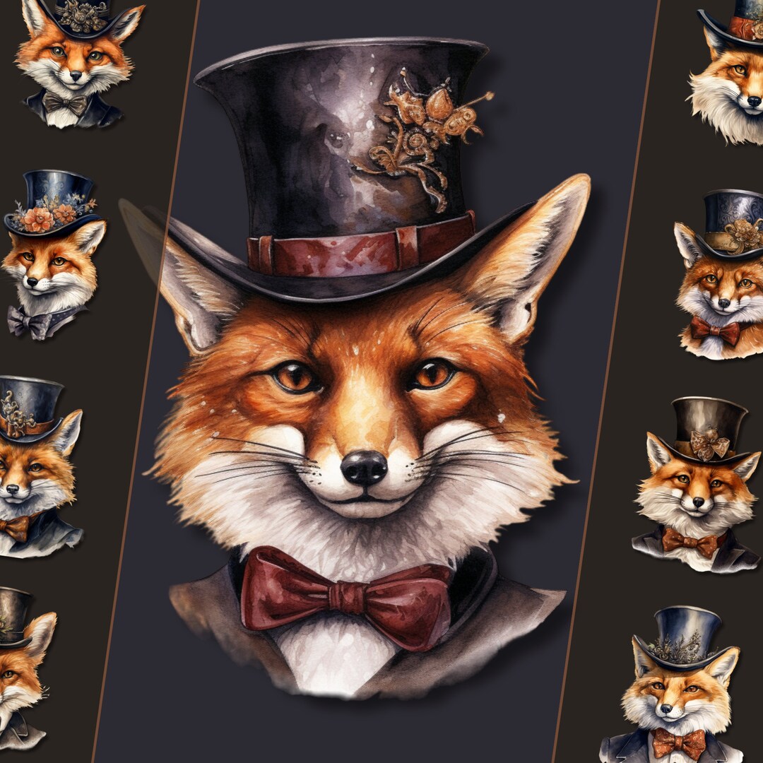 Gentleman Fox Clipart Bundle, PNG Format, Artistic Creations, Junk ...