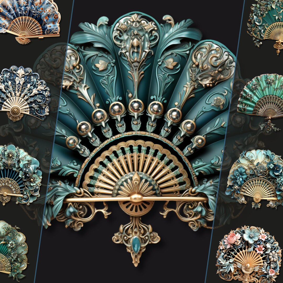 Ornate Fan Clipart Bundle - Exquisite Fan Illustrations,high-res Pngs ...
