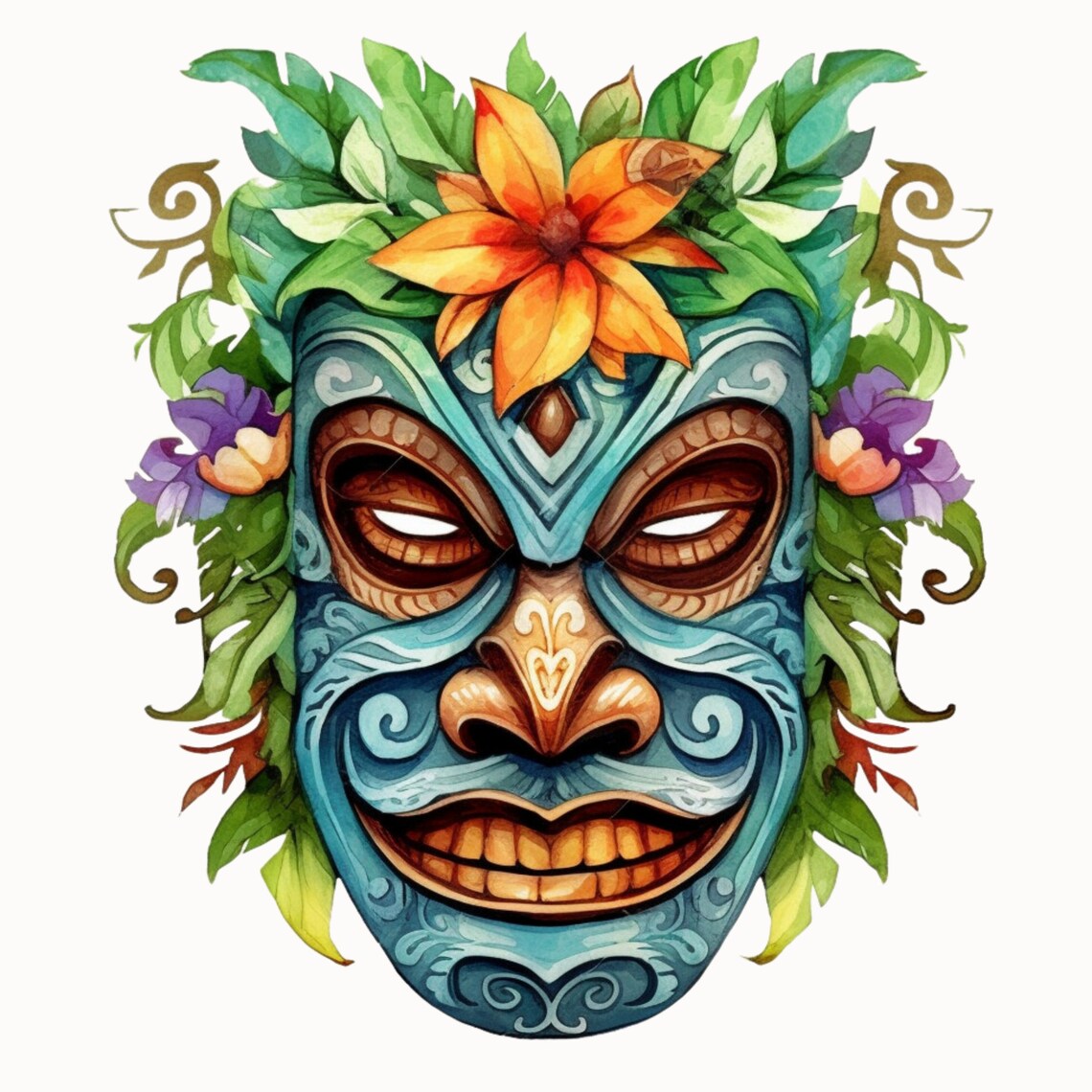 Tiki Mask Clipart Set PNG Tiki Mask Clipart Instant Download - Etsy
