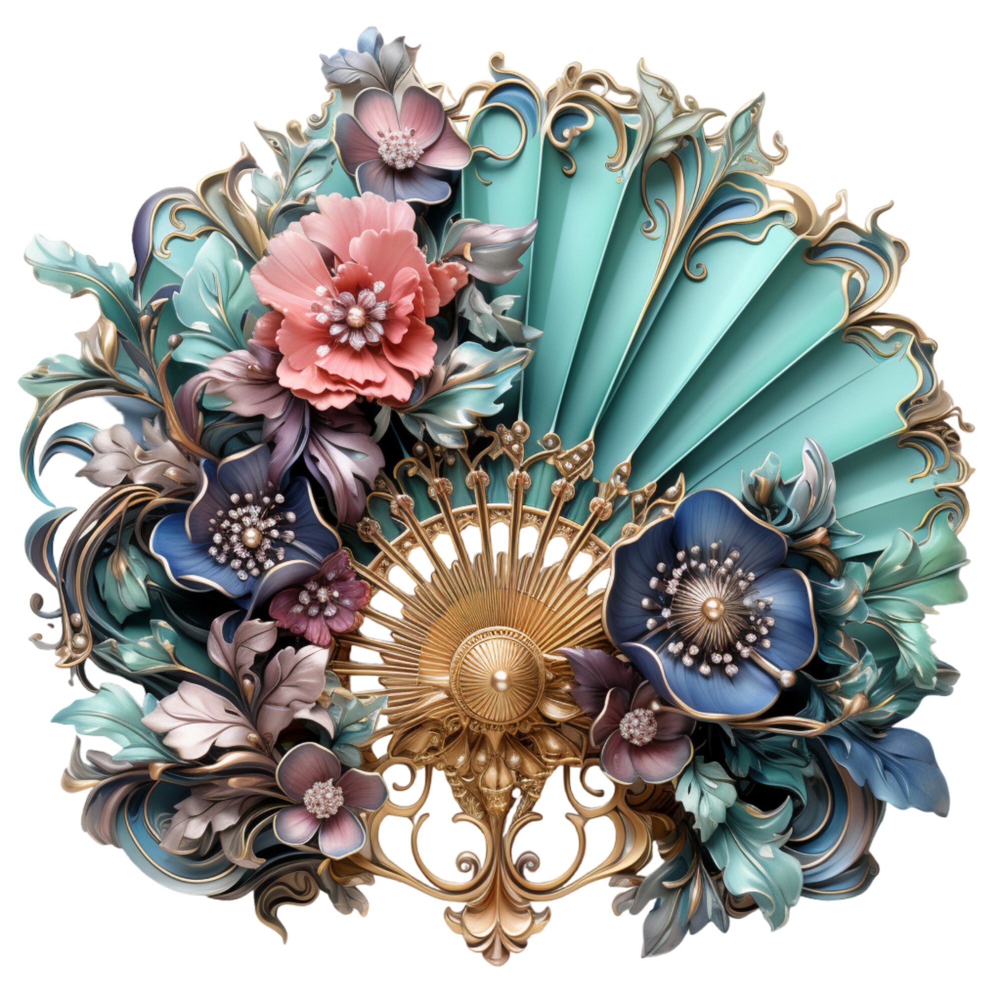 Ornate Fan Clipart Bundle Exquisite Fan Illustrations,high-res Pngs ...