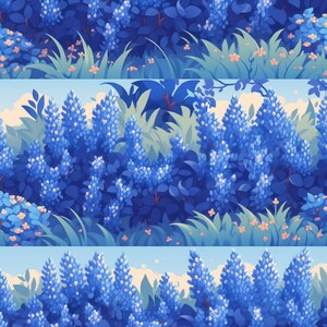 Bluebonnet Anime Inspired Seamless Patterns Bundle, High-resolution 400 ...