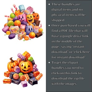 Cute Cartoon Halloween Candy Clipart Bundle, PNG, for Digital Art ...