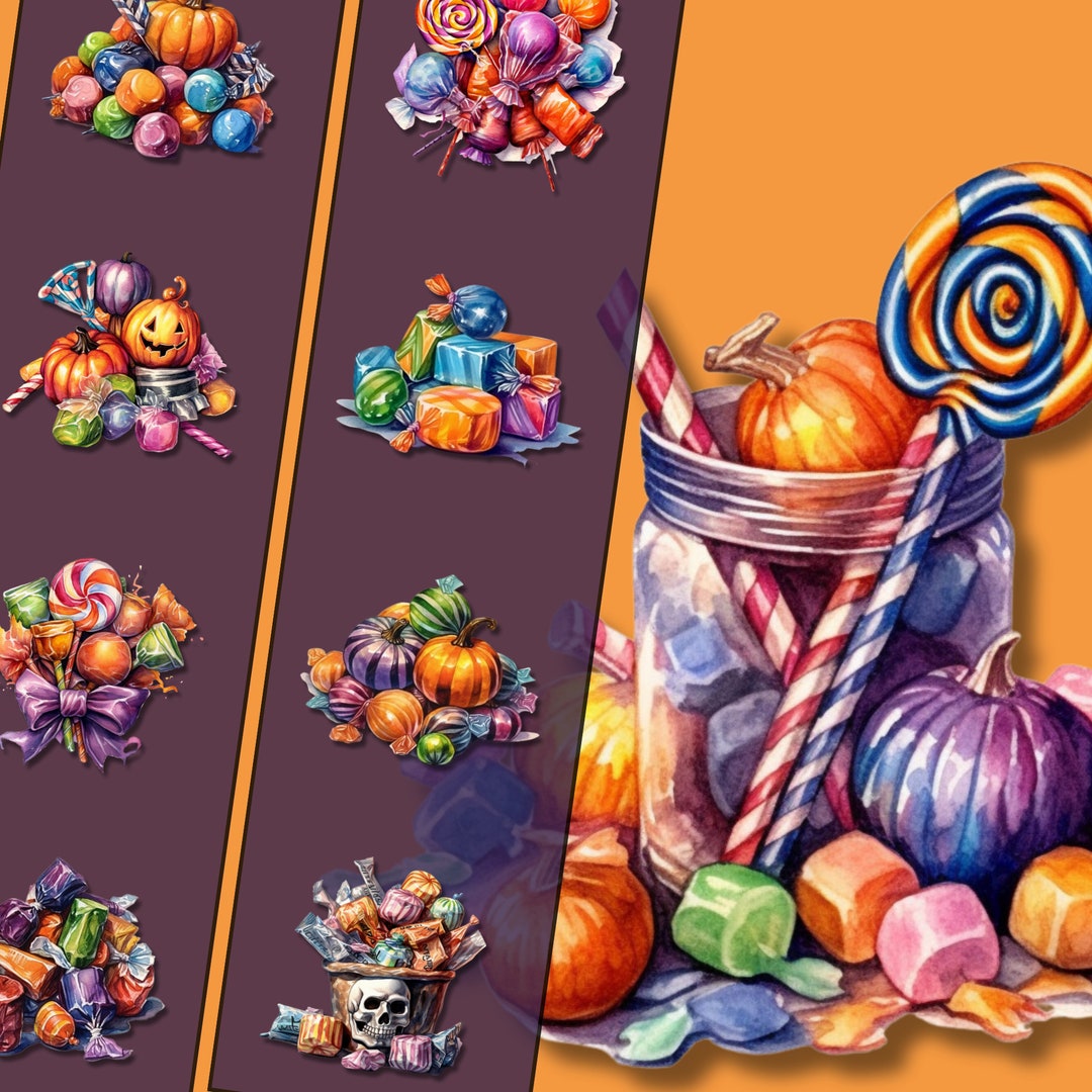 Halloween Candy Clipart Bundle High-resolution PNG Files, Spooky and ...