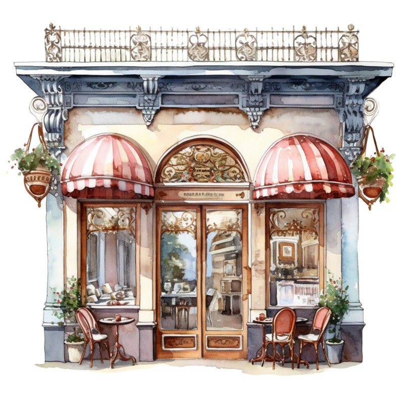 Cafe Storefront Clipart Collection PNG Graphics Perfect for - Etsy