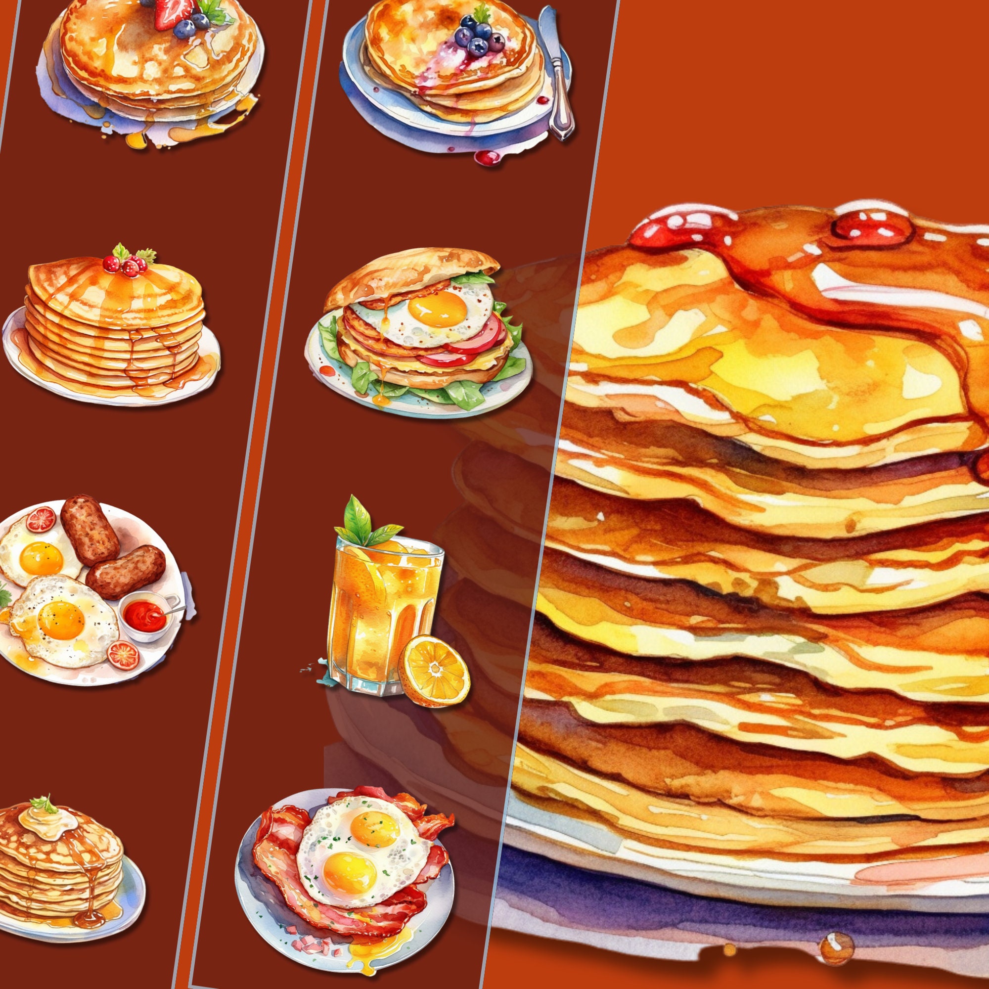 Breakfast Food Clipart Collection PNG Graphics, Perfect for DIY ...