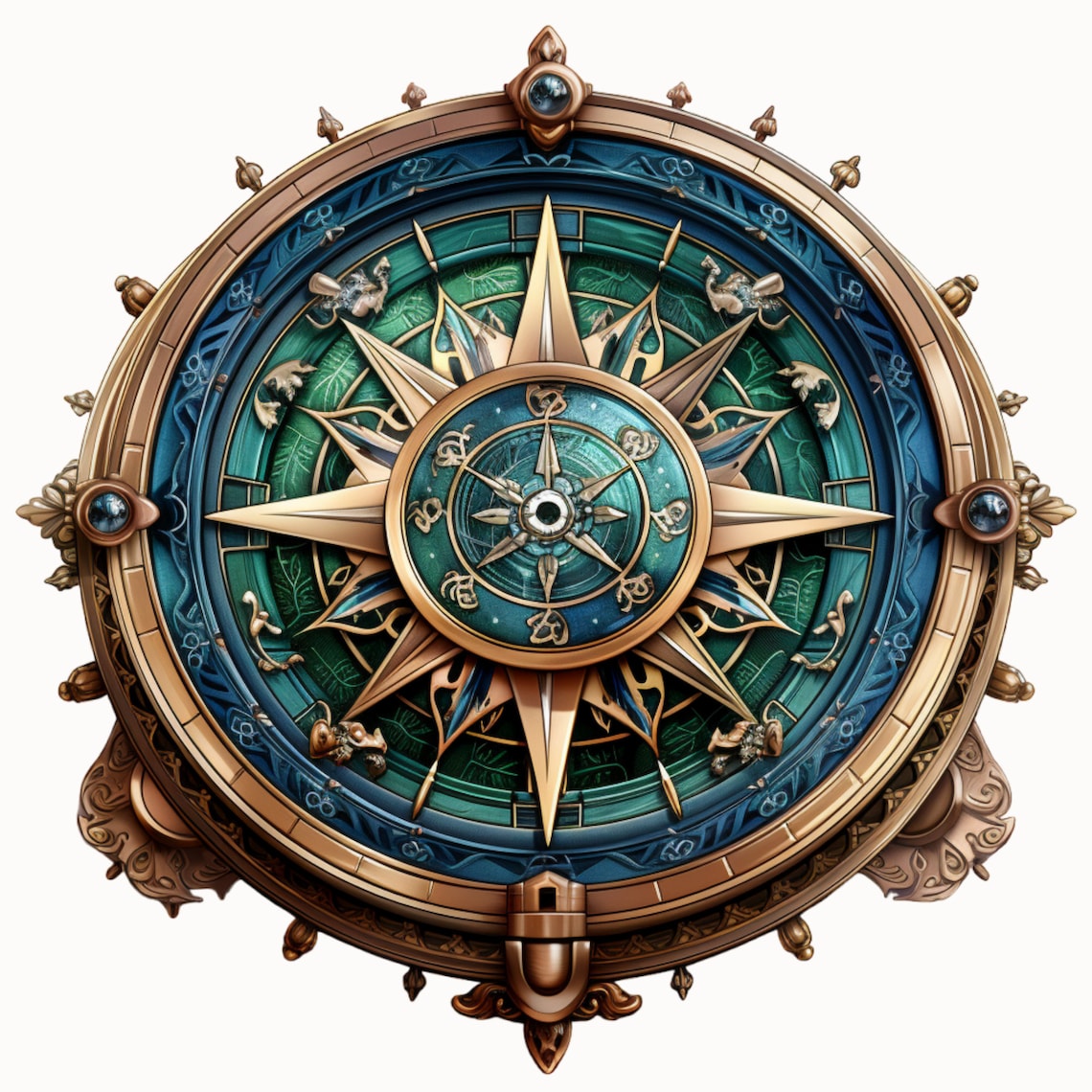 Ornate Compass Clipart Bundle, Intricate Navigation PNG Clipart ...