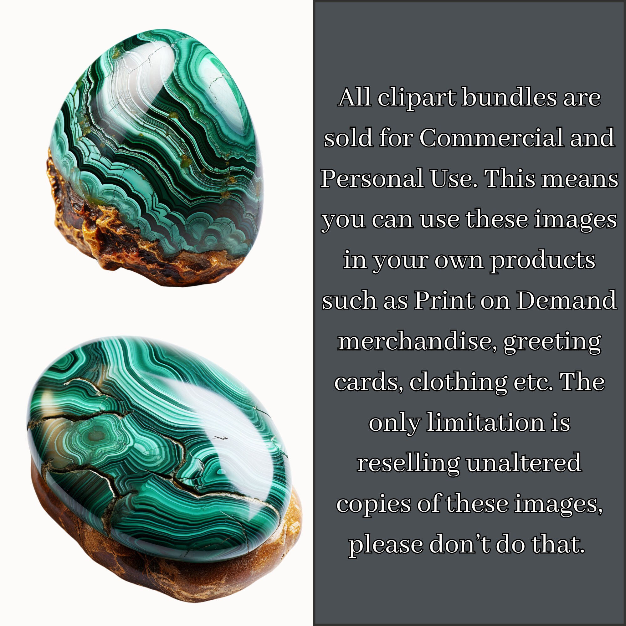 Malachite Gemstone Clipart Bundle PNG Ideal for Digital Art - Etsy