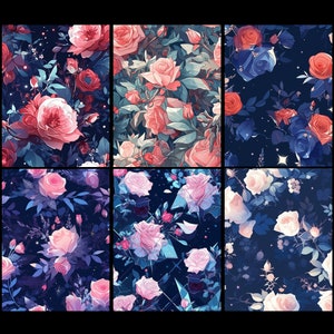 Roses Anime Inspired Seamless Patterns Bundle, High-resolution 400 DPI ...
