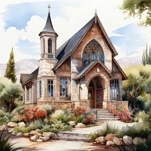 Wedding Chapel Clipart Bundle – White Background, Romantic Sanctuary ...