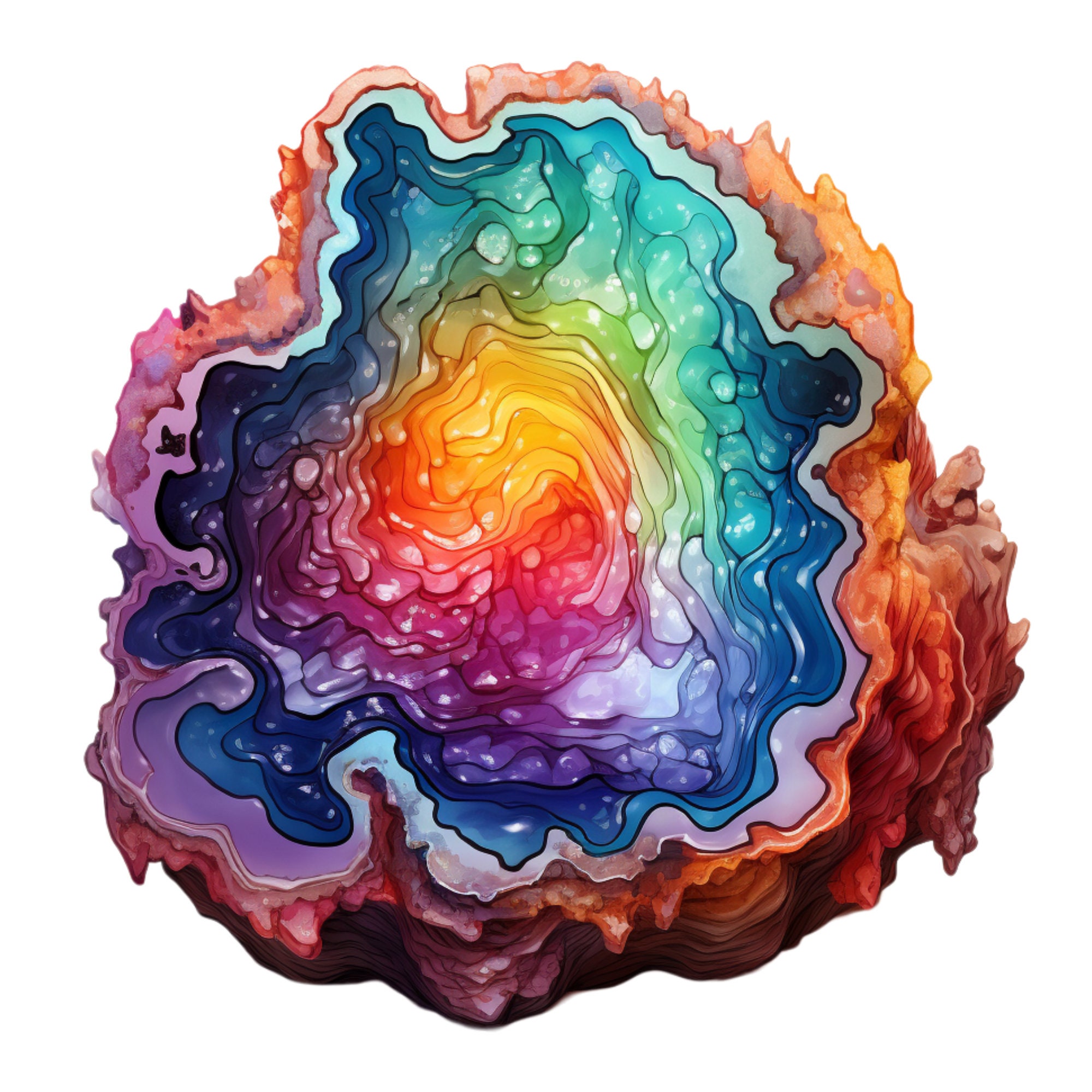 Rainbow Geode Clipart Bundle, PNG, Ideal for Digital Art, Junk Journal ...