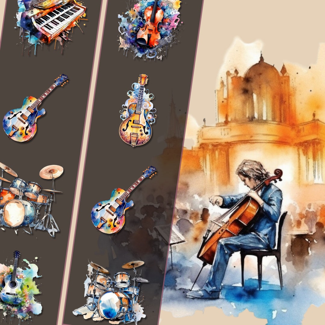 Music Themed Clipart Collection PNG Graphics, for DIY Projects, Music ...