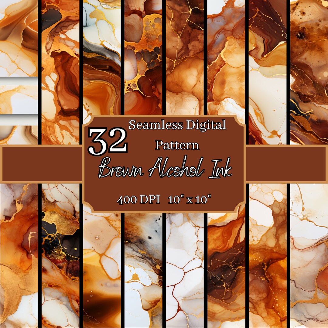Brown Alcohol Ink Seamless Patterns Bundle, Earthy 400 DPI, 10x10 Inch ...