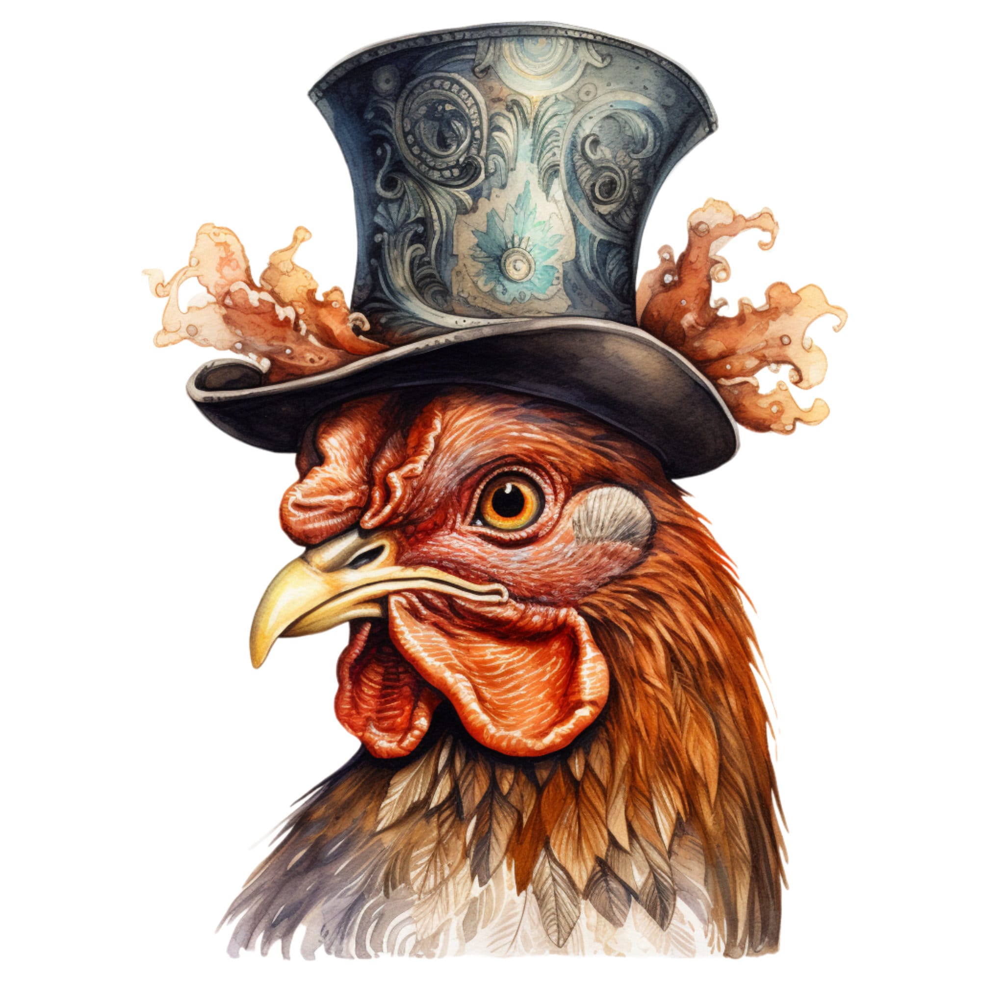 Chicken in Tophat Clipart Bundle PNG Format Artistic - Etsy