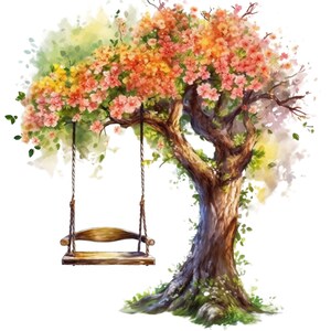 Tree Swing Clipart Set PNG, Transparent Background, Instant Download ...