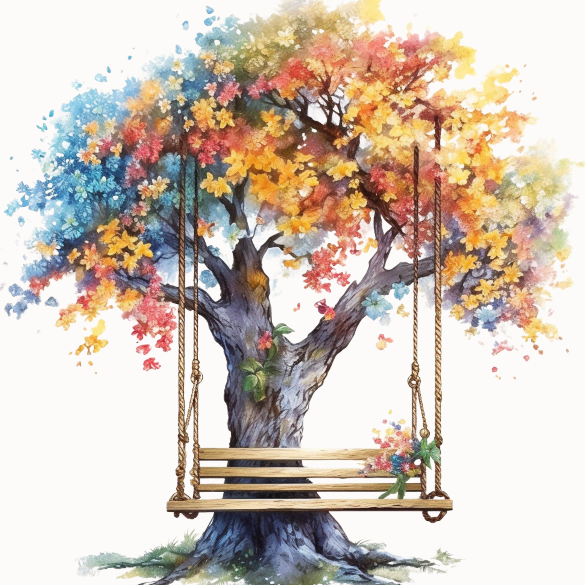 Tree Swing Clipart Set PNG Transparent Background Instant - Etsy