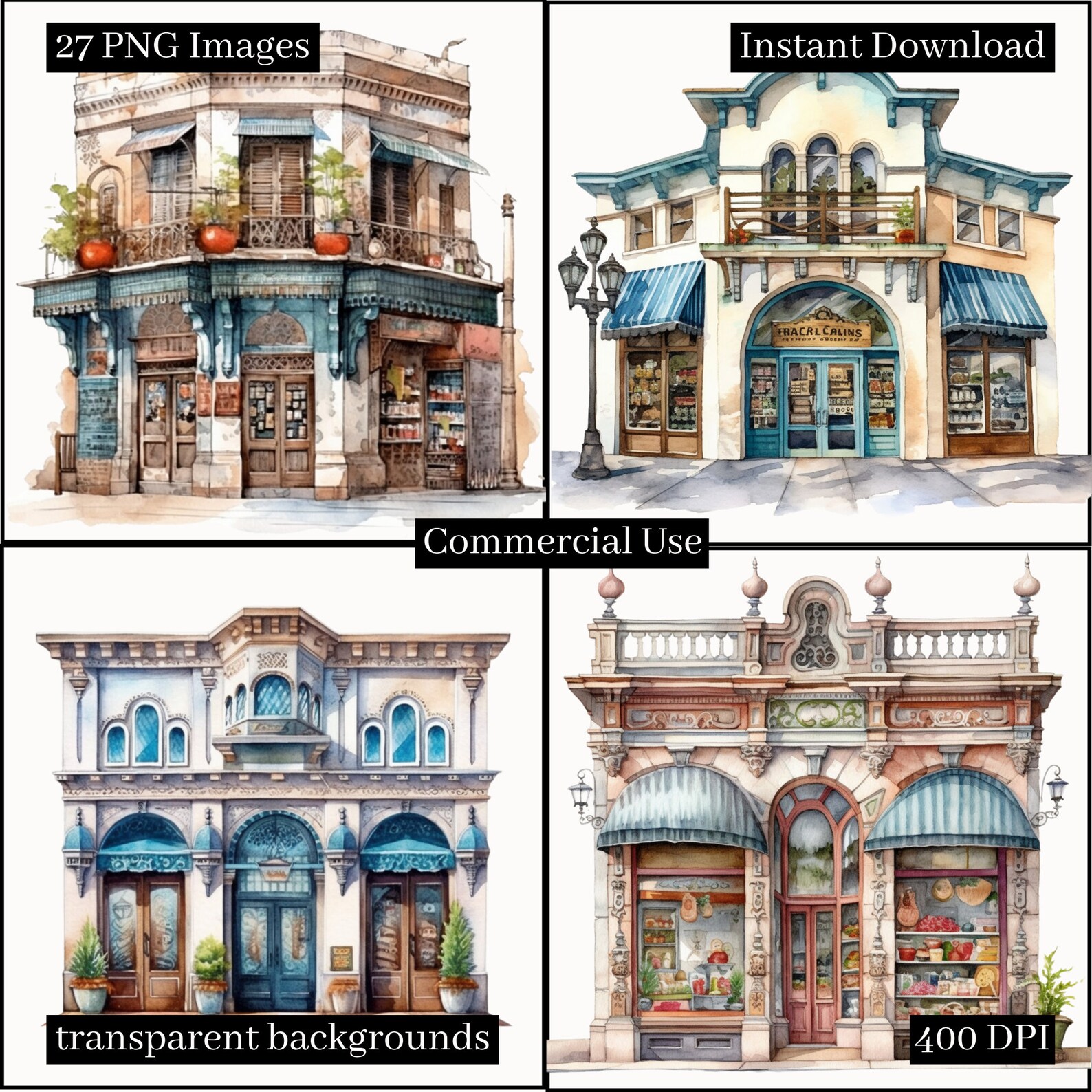 Market Storefront Clipart PNG, Instant Download, Detailed Commercial ...