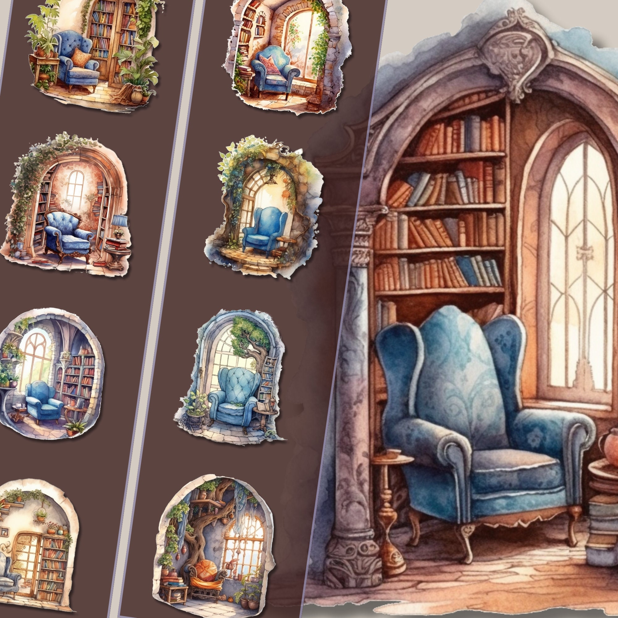 Secret Reading Nook Clipart Bundle High-resolution PNG Files, Instant ...