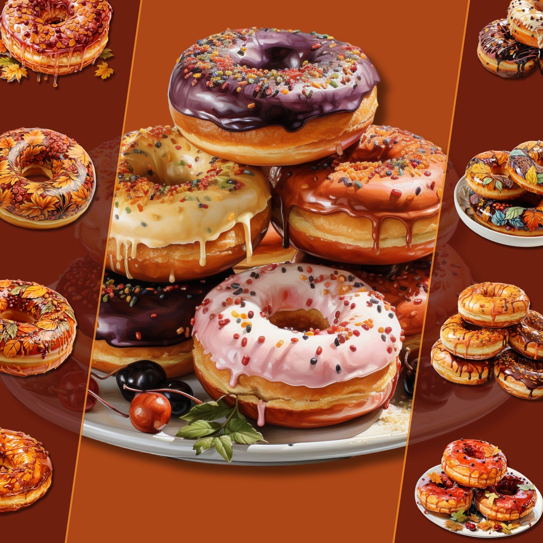 Autumn Donuts Clipart Bundle – PNG – Ideal for Digital Art, Junk ...