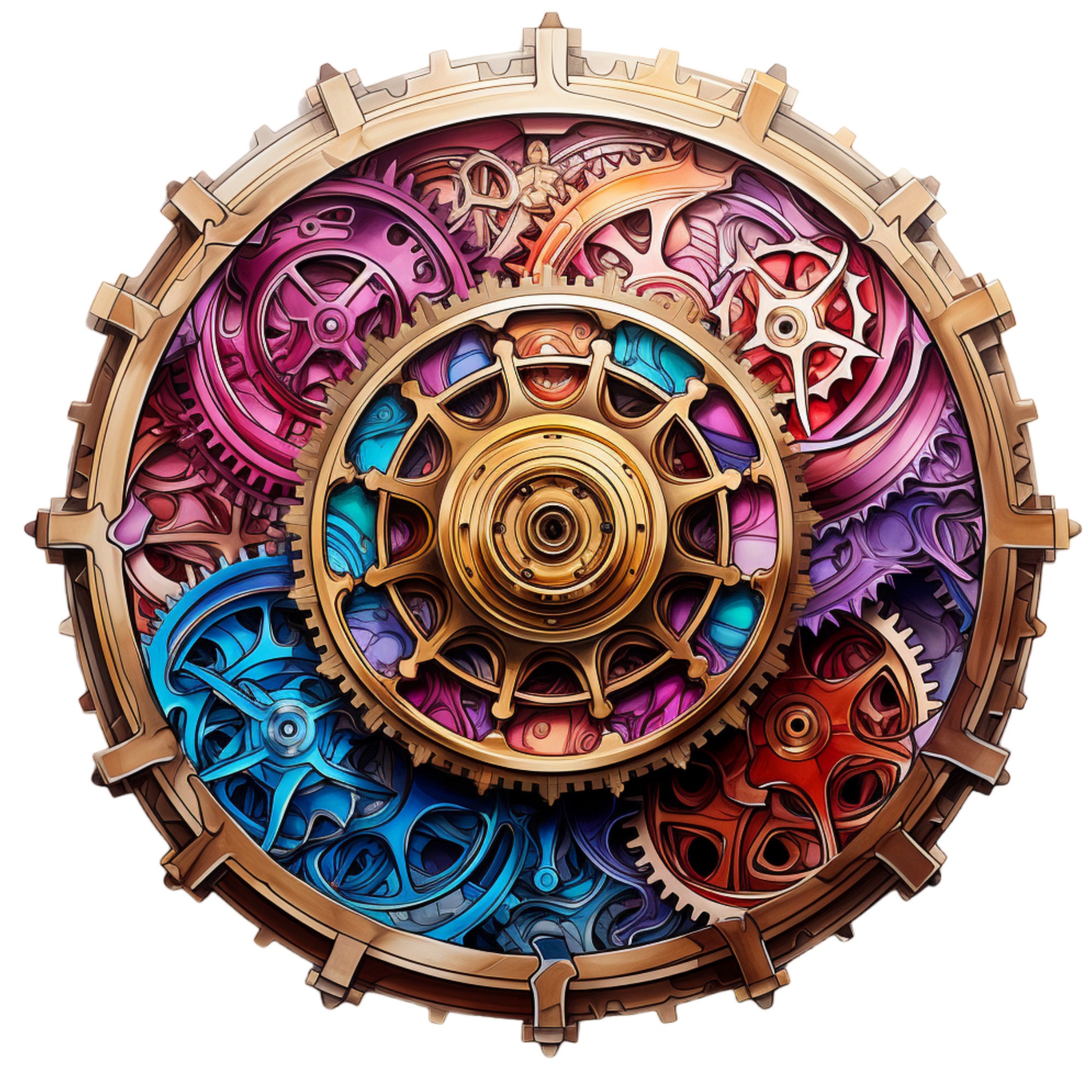 Iridescent Steampunk Cogs and Gears Clipart Bundle, PNG, Digital Art ...