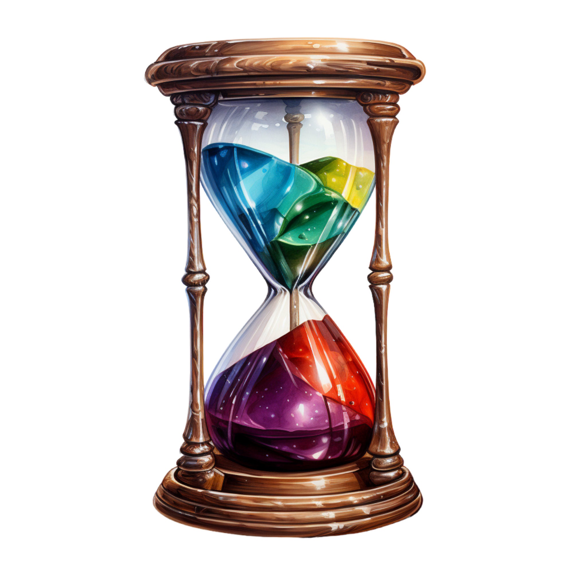 Rainbow Hourglass Clipart Bundle PNG Clipart Time Symbol - Etsy