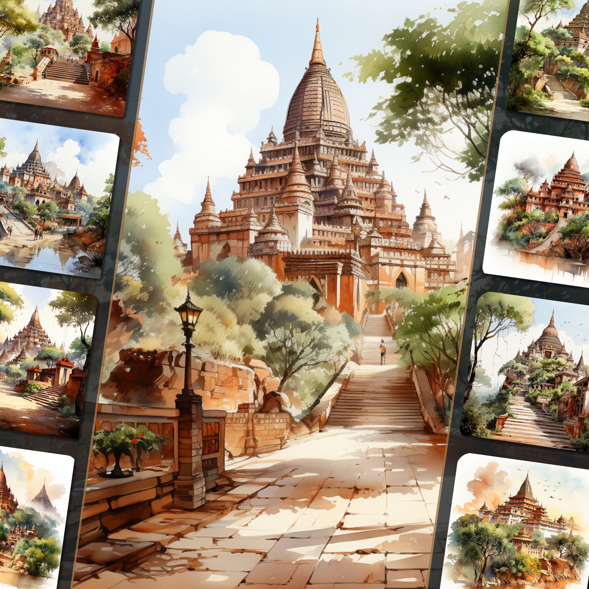 Bagan Myanmar Clipart Bundle PNG Format for Personal & - Etsy