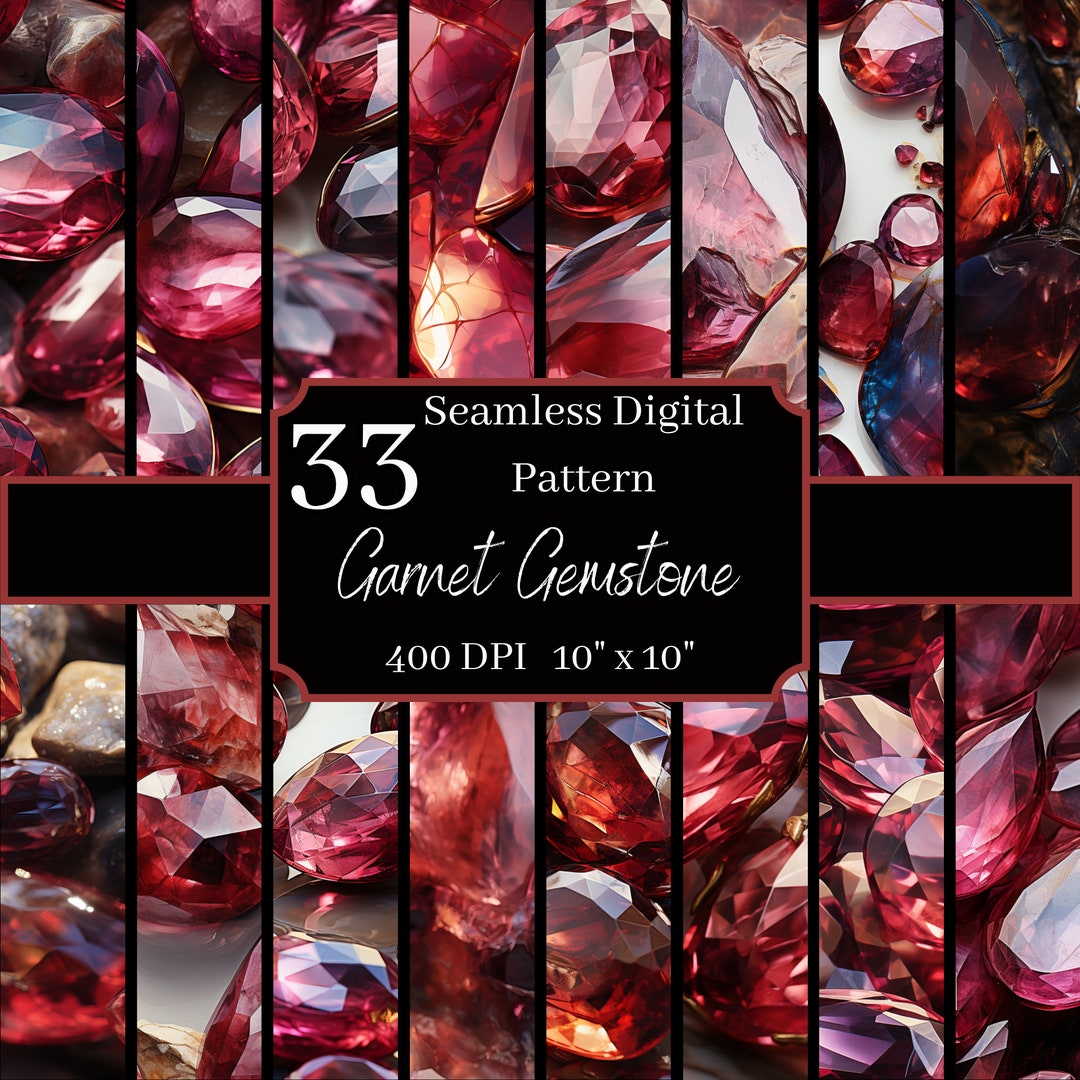 Garnet Gemstone Seamless Patterns Bundle, Rich 400 DPI, 10x10 Inch ...