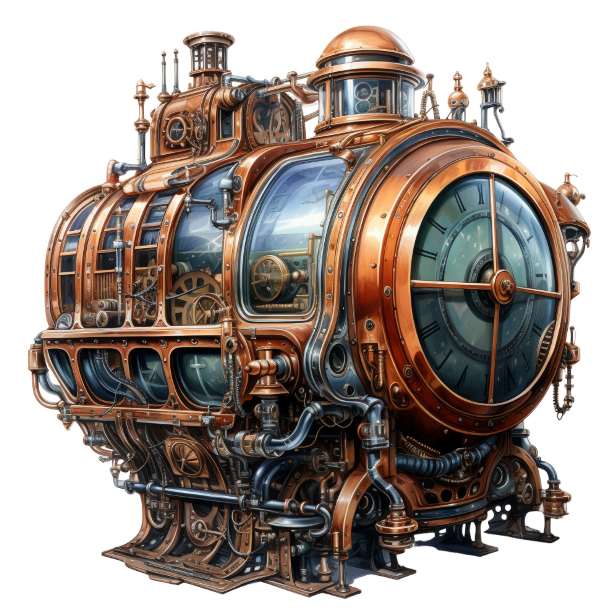 Steampunk Engine Clipart Bundle PNG Clipart Mechanical Gears - Etsy