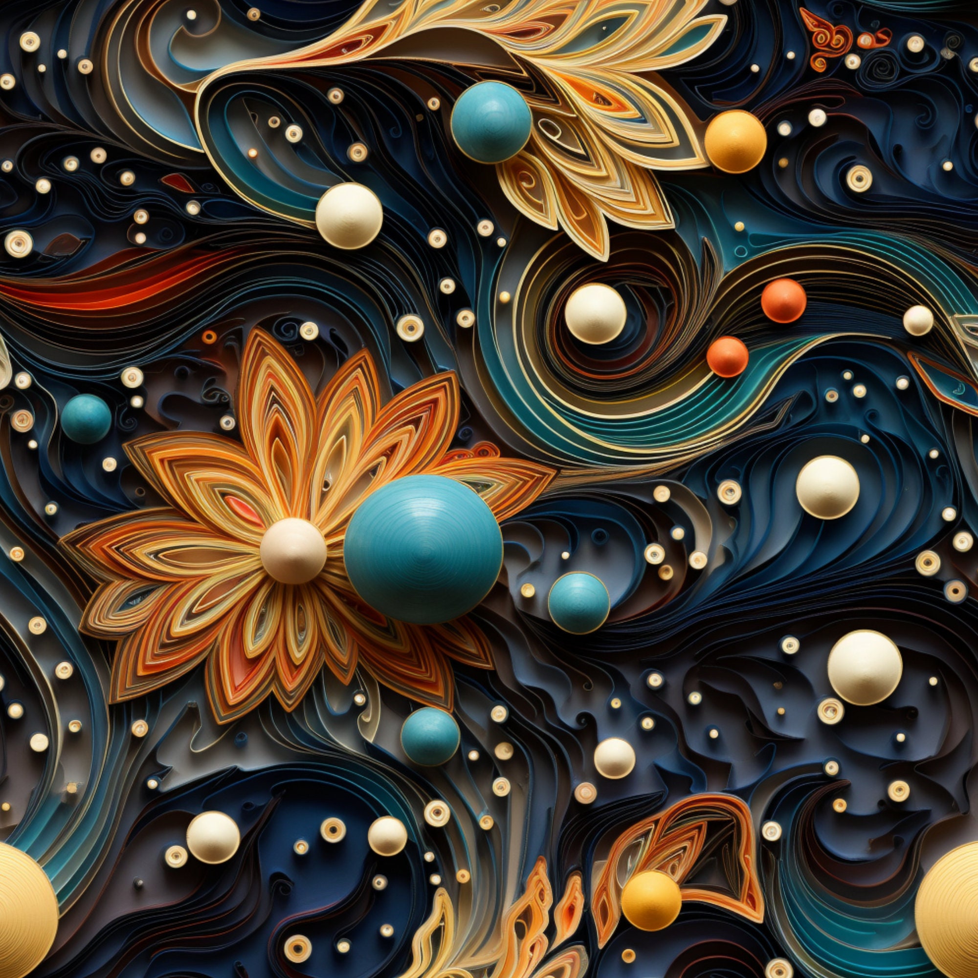 Paper Quilled Galaxy Seamless Patterns Bundle, Cosmic 400 DPI, 10x10 ...
