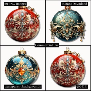 Christmas Bauble Clipart Bundle PNG Files for Personal and - Etsy