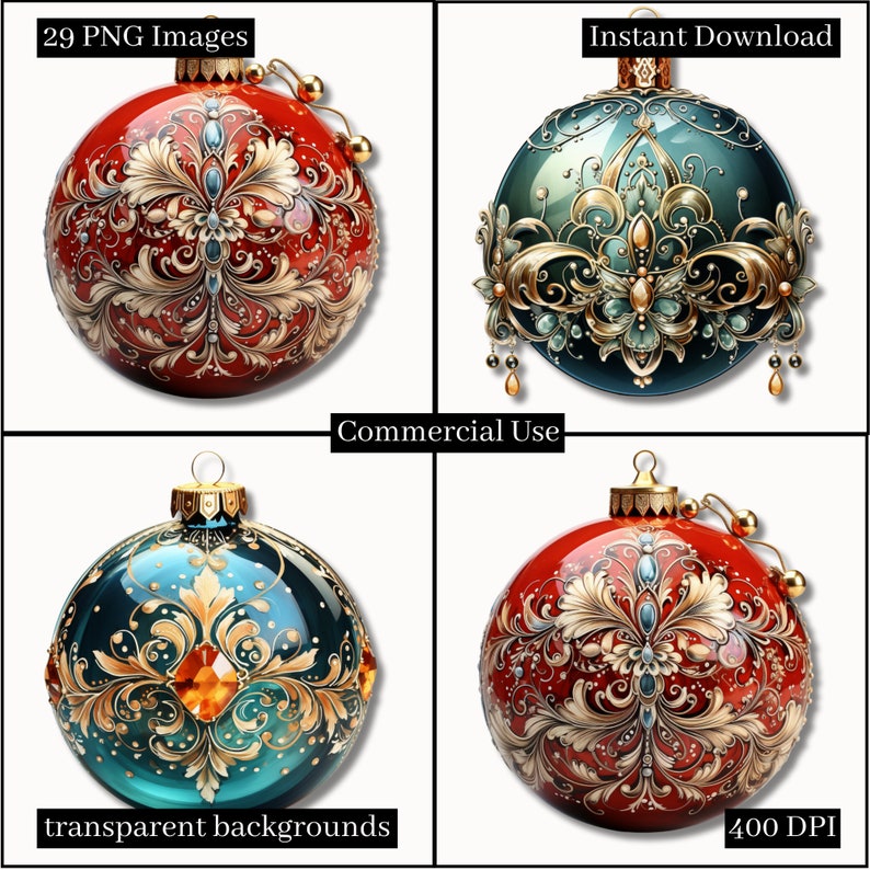 Christmas Bauble Clipart Bundle PNG Files for Personal and - Etsy