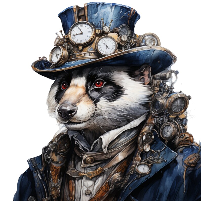 Steampunk Badger Clipart Bundle PNG Clipart Vintage - Etsy