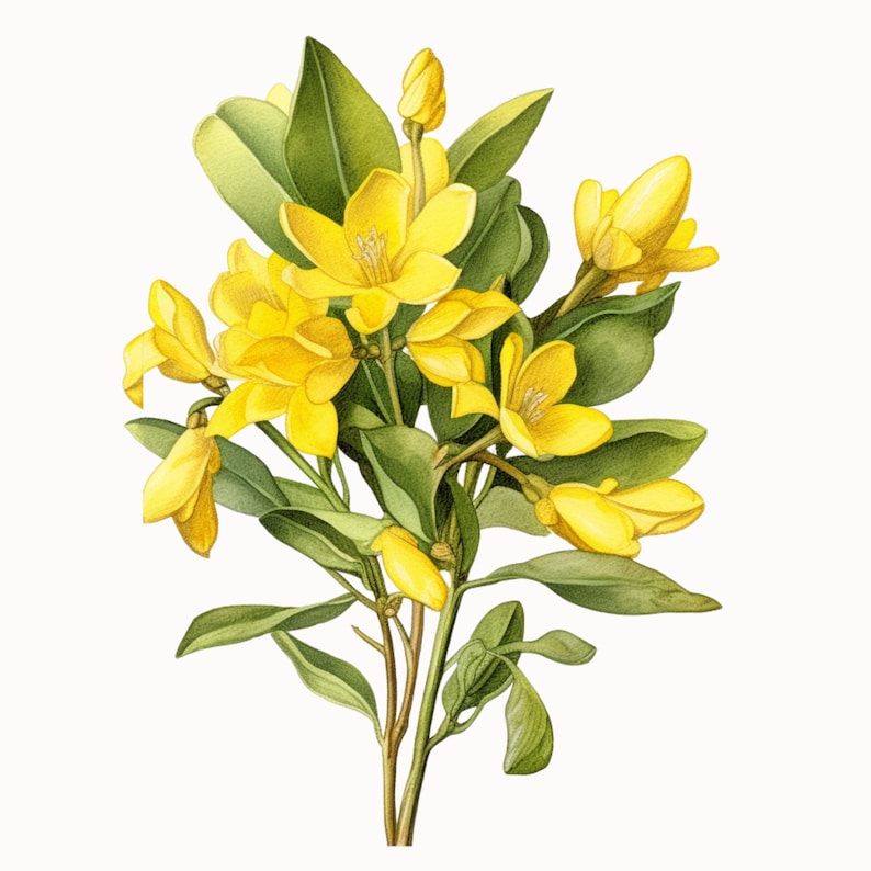 Yellow Jessamine Clipart Bundle High-quality PNG Files, Instant ...