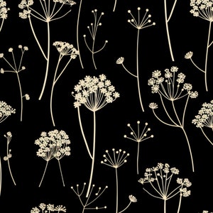 Queen Anne's Lace Flower Dark Minimalistic Seamless Patterns Bundle ...