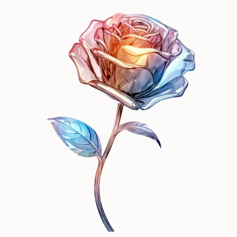 Rose Clipart Set Glass Rose Clipart PNG Instant Download Glass - Etsy