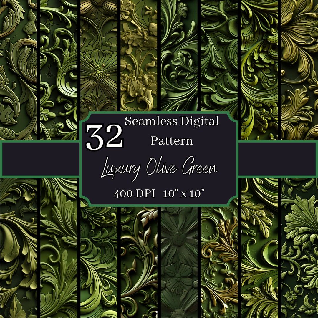 Luxury Olive Green Seamless Patterns Bundle, Sophisticated 400 DPI ...