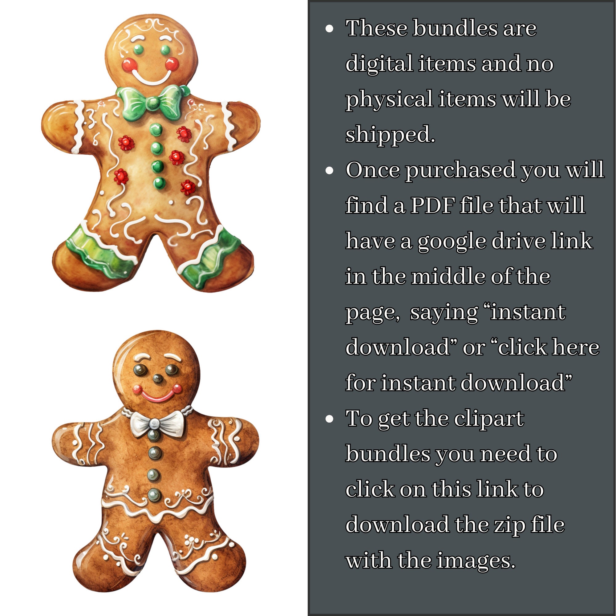 Gingerbread Man Clipart Bundle PNG Format for Junk Journals - Etsy