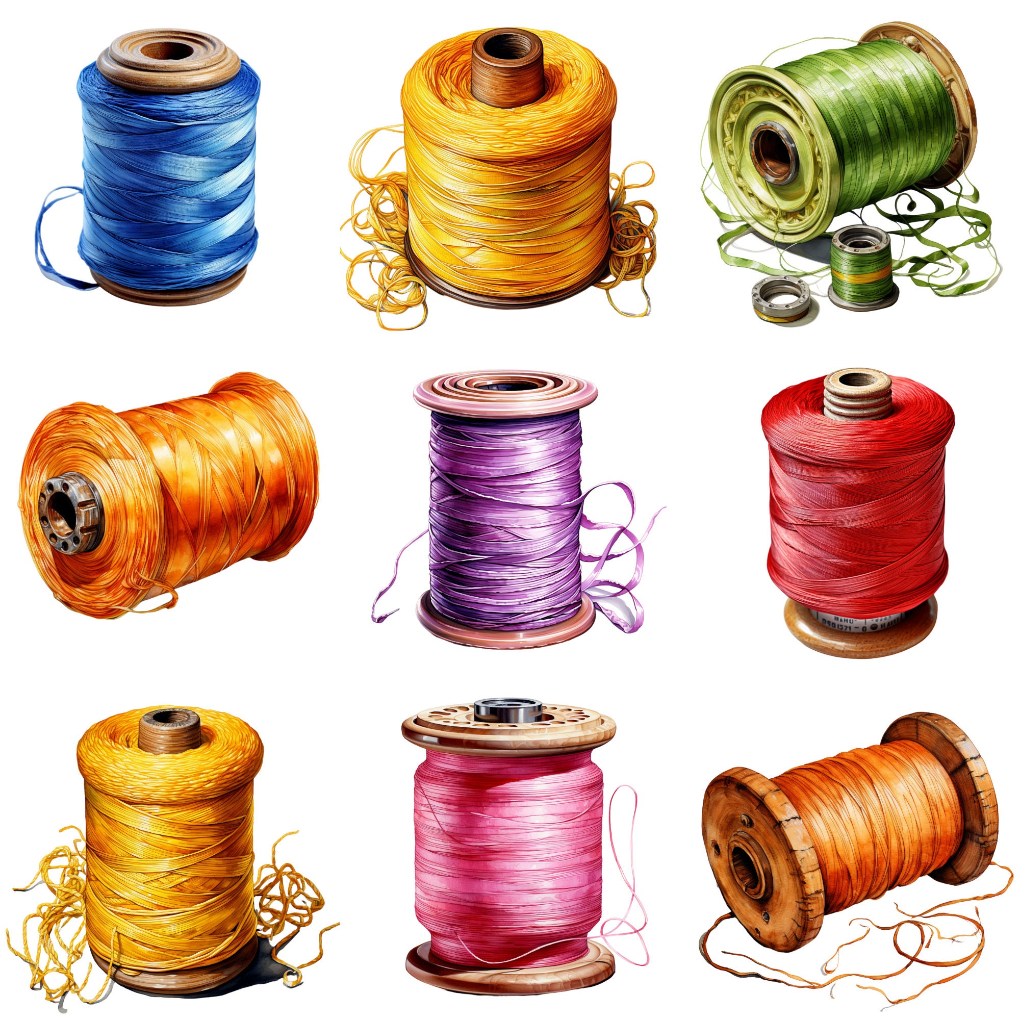 Thread Clipart Bundle, PNG Format,400 DPI, Great for Artistic Creations ...