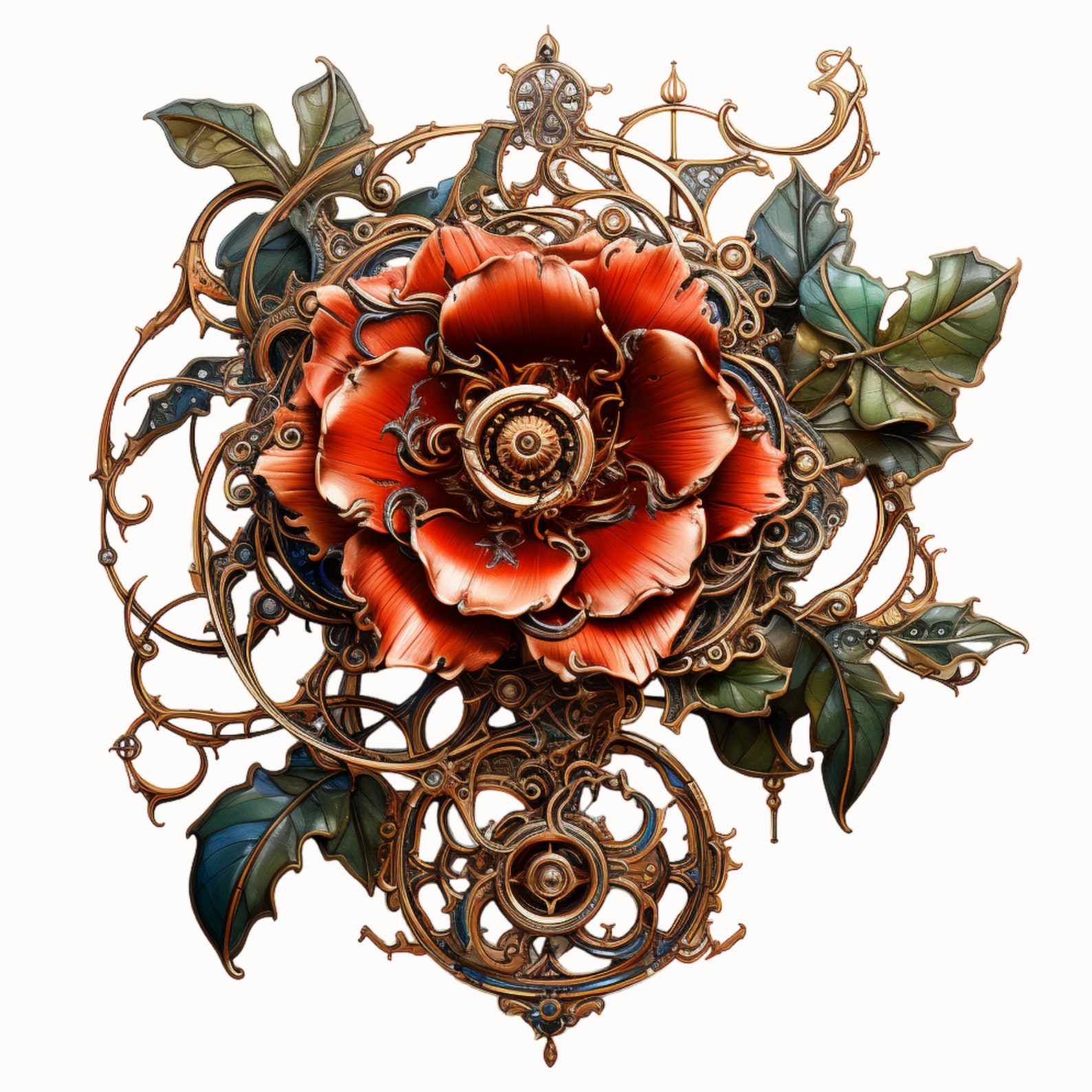 Steampunk Flower Clipart Bundle, PNG Clipart, Victorian Floral Designs ...